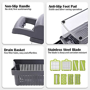 Kitchen Vegetable Slicer, Vegetable Chopper 14 in 1, Fruit, Vegetable Tools Manual Multifunctional Food Chopper Container For Different Kind of Vegetables and Fruits