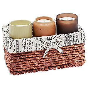 YUEHAPPY 5 Piece Brown Nesting Wicker Baskets with Liner for Storage, Woven Lined Bins for Organizing Closet Shelves,3 Sizes