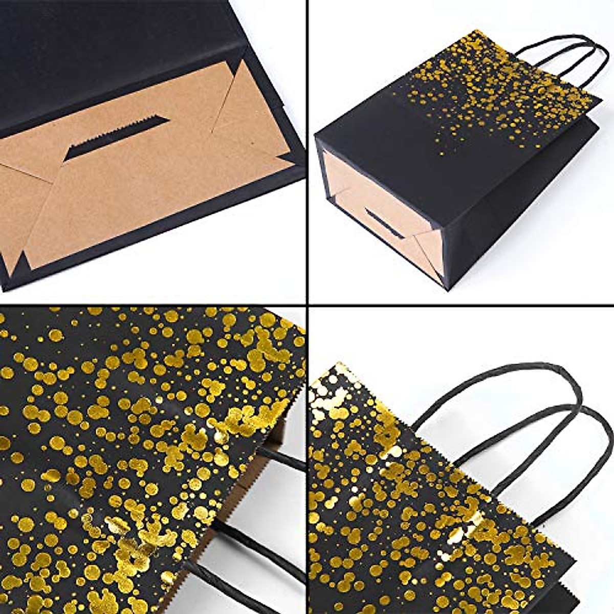 Cooraby 20 Pieces Paper Party Bags Dot Bronzing Kraft Paper Bag Hen Party Bags Bride Gift Bag with Handle for Party Favours