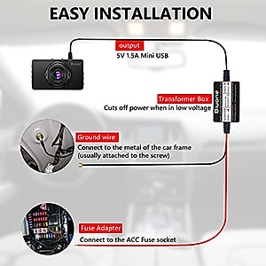 Biuone Hardwire Kit for Dash Cam 11.5ft Mini USB Dash Cam Low Voltage Protection Car Dash Camera Charger Power Cable