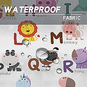 KINUUIS 4PC Animals Alphabet Bathroom Shower Curtain Sets Kids Bathroom Sets Cartoon Bathroom Sets with Rugs and Accessories Cute Style Shower Curtain for Bathroom Decoration