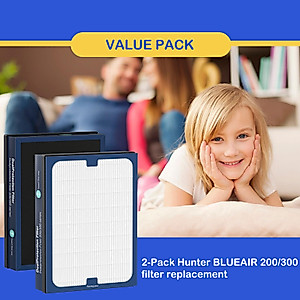 Classic 200/300 Series DualProtection Filter Replacement Compatible with Blueair 200/300 Series, for200, 201, 203, 205, 210, 215, 250, 270, 280i, 303 Models, True HEPA with Activated Carbon, 2 Pack