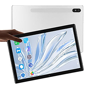FECAMOS Tablet PC, 100-240V Support Fast Charging 4G Calls White FHD Tablet with Keyboard for Android 12 for Learning (US Plug)