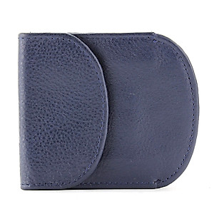 Leather Impressions Minimalist Card Holder for Everyday Style - Long lasting Card Wallet Featuring Two Card Slots And a Snap Pocket Closure With Strong Push Button- Fine Stitched Women Wallet (Navy)