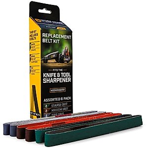 Work Sharp Replacement Abrasive Belt Kit, Assorted Grits (P80, P220, 6000) Official Replacement Belt Kit for KTS Models (Pack of 6)