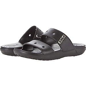Crocs Unisex Classic Two-Strap Slide Sandals, Black, 8 Women/6 Men
