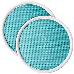 Yesland 2 Pack Non-Skid Pantry Cabinet Lazy Susan Turntable, 12 Inches Round Snack Organizer/Plastic Turntable Spice Organizer for Cabinets, Pantry, Bathroom, Refrigerator - White/Aqua