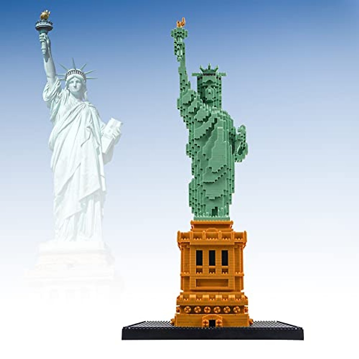 Geniteen Micro Mini Block Statue of Liberty Model Building Kit World Famous Architectural Model Collection Building Set, 2810 PCS