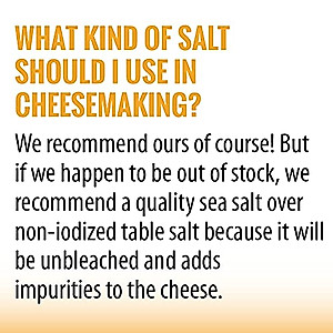 Cheese Sea Salt, Fine Sea Salt for Homemade Cheese Making, Gluten-Free and Non-Iodized Salt, Kosher Cheese Kit Essential Salt, 1 lb Shaker, Sea Salt Superstore