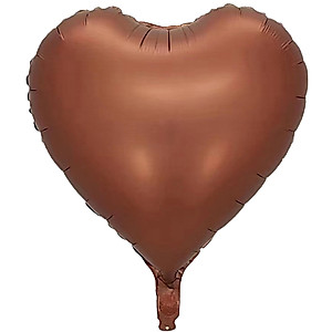 KALOR 18 Inch Brown Heart Mylar Balloons, 10 Pcs Love Foil Balloons, Heart Shaped Balloons for Engagement, Bridal Shower and Birthday Party Decorations