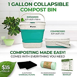 AIRNEX Countertop Compost Bin Kitchen Counter, Indoor Food Composter for Kitchen, Food Waste Bin for Kitchen Counter Top, Small Kitchen Compost Bucket Container, Mini Counter Food Scrap Bin with Lid