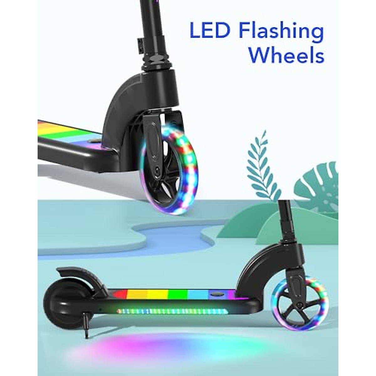 ANHAO Electric Scooter for Kids Ages 6-12 (Mainly 6-10), Kids Electric Scooter with Adjustable Height, Flash Wheel, Kick Scooter for Kids up to 110 lbs, up to 6mph