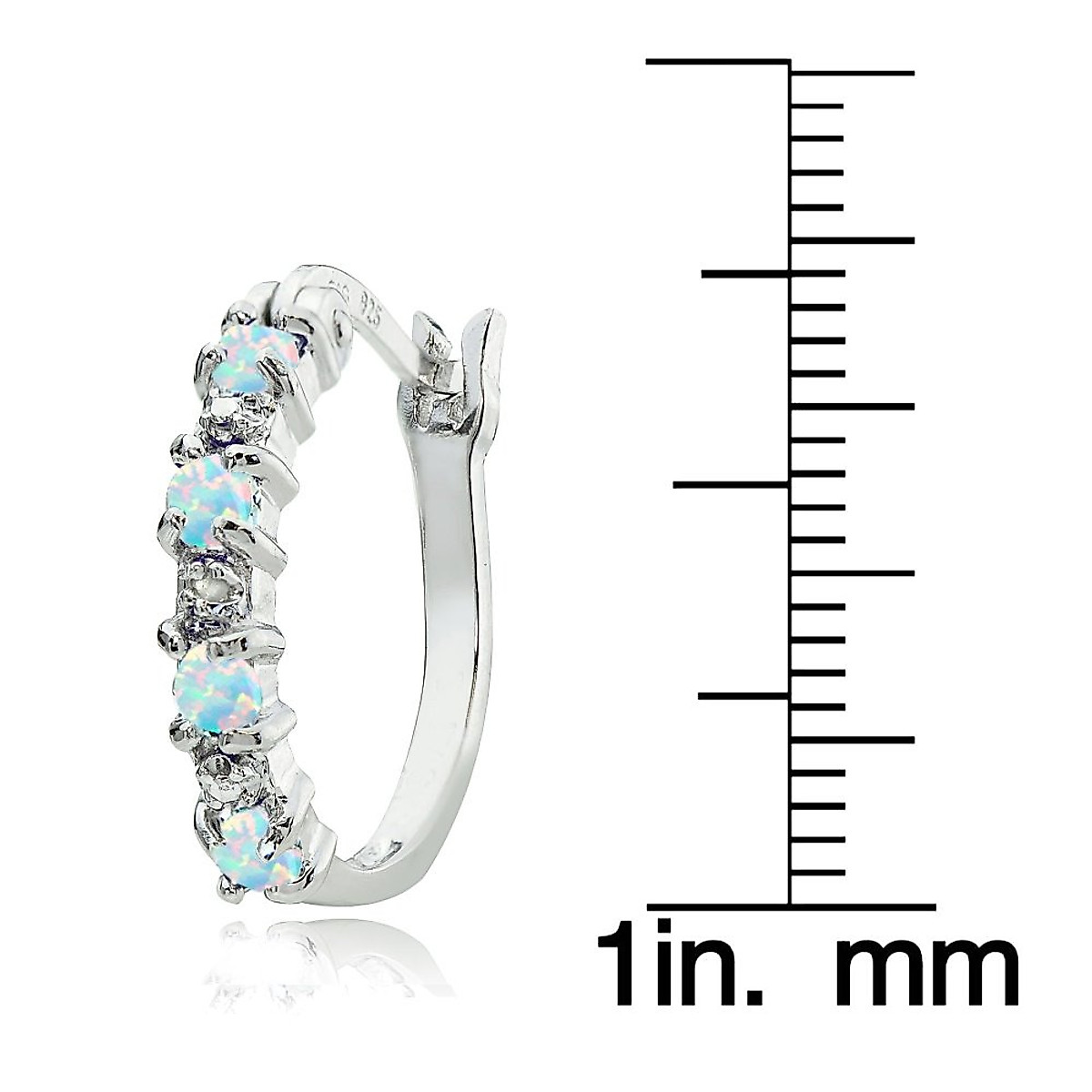 925 Sterling Silver Synthetic White Opal Small Round Hoop Earrings for Women