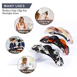 Mistofu Hair Clips (3 Count) - Large Hair Barrettes for Thick Hair - 3pcs Elegant French Barrettes Retro Hair Accessories for Women Daily Wear