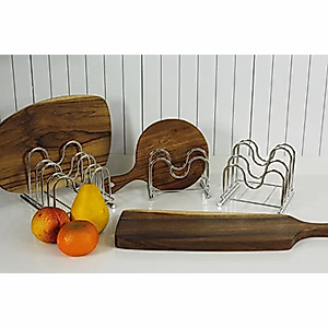 LENITH 304 Stainless Steel Wire Cutting Board Holder, Cutting Board Rack Organizer Kitchen with 2 Sectional