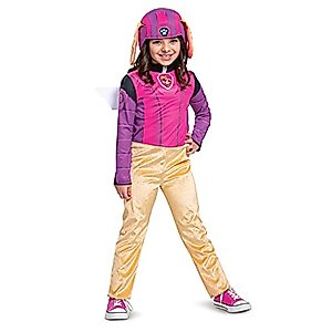 Paw Patrol Skye Costume Hat and Jumpsuit for Girls, Paw Patrol Movie Character Outfit with Badge, Classic Toddler Size Medium (3T-4T) Multicolored