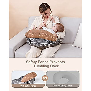 Insugar Nursing Pillow for Breastfeeding, Plus Size Shredded Memory Foam Breastfeeding Pillows for Mom and Baby, More Support with Fence Protection, Adjustable Waist Strap, Removable Cotton Cover