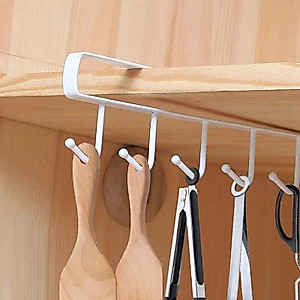 CAROYINO 3pcs x 6 Hook Coffee Cup Mug Holder for Kitchen, Fit for 1 Inch Thickness Shelf or Less Without Any Lip (White)
