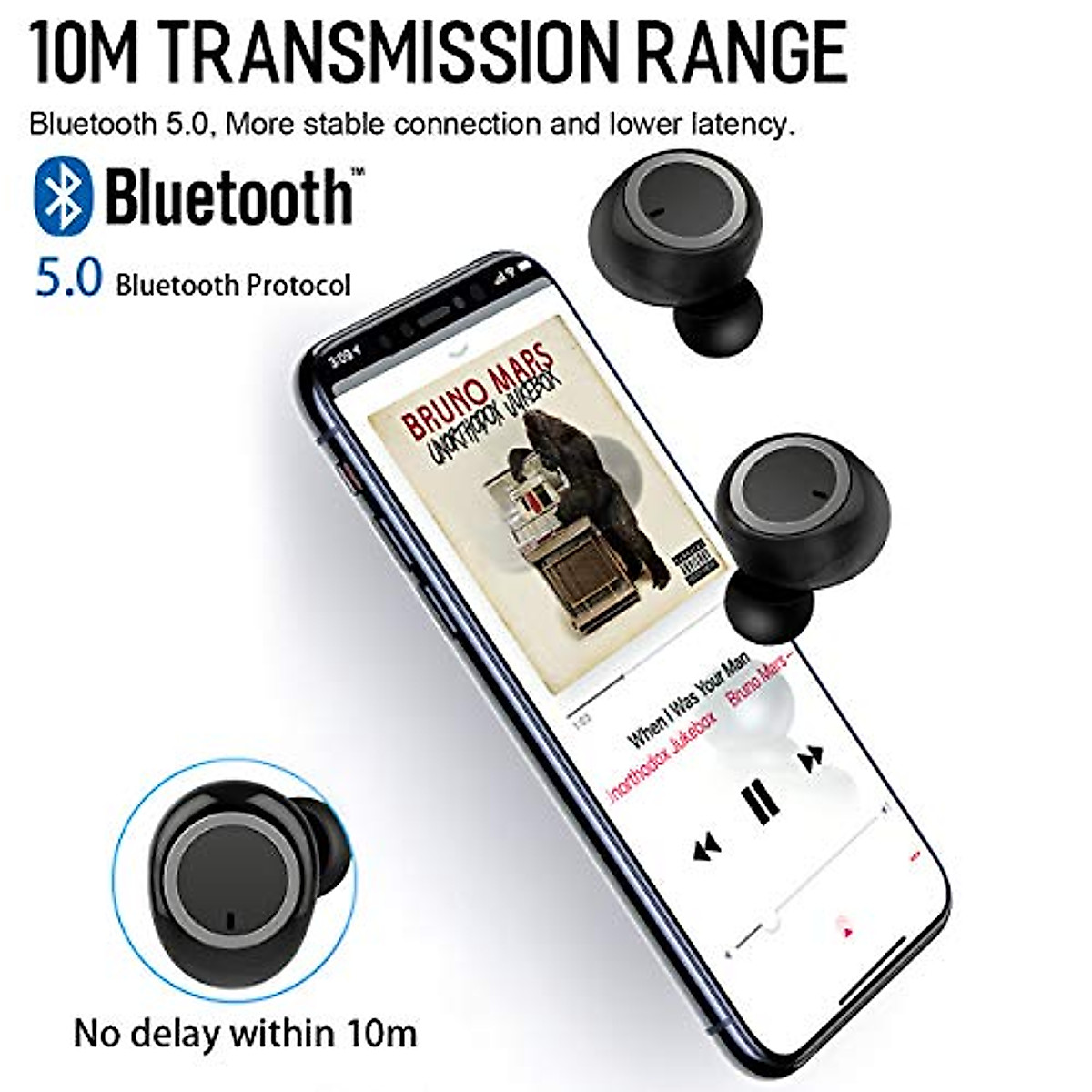 AICase Bluetooth Wireless Earphones, i30 Stereo Headphone with Charging Case, Bluetooth 5.0 Dual in-Ear Mini Earbuds, Earphones for Sports and Running