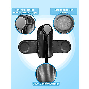 CaseLeather Stethoscope Holder, Genuine Top-Grain Leather | Strong & Durable | Magnetic Closure - Easy Access | for Doctors, Nurses, Adult (Black)