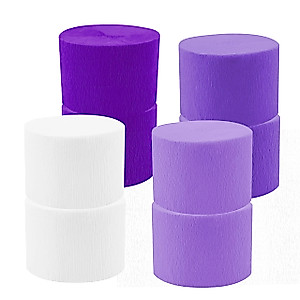 YSSAI Purple Party Decorations Purple Crepe Paper Streamers 8 Rolls 656 ft Tassels Streamer Garland Hanging Backdrops Decorations for Birthday Wedding Bridal Baby Shower Lilac Theme Party Decoration