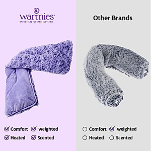 warmies Microwavable Neck & Shoulder Wrap - Heating & Cooling Plush Pad for Calming Relaxation - Weighted & Heated Neck Warmer with Scented Lavender - Microwave Heat Pad for Aches & Pain - Purple