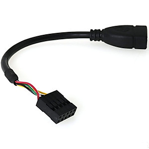 BAIRONG 10cm Motherboard USB 2.0 Adapter Cable A Female to Dupont 9 Pin Female Header Motherboard Cable Cord USB Header to USB Cable (0.1M), Black