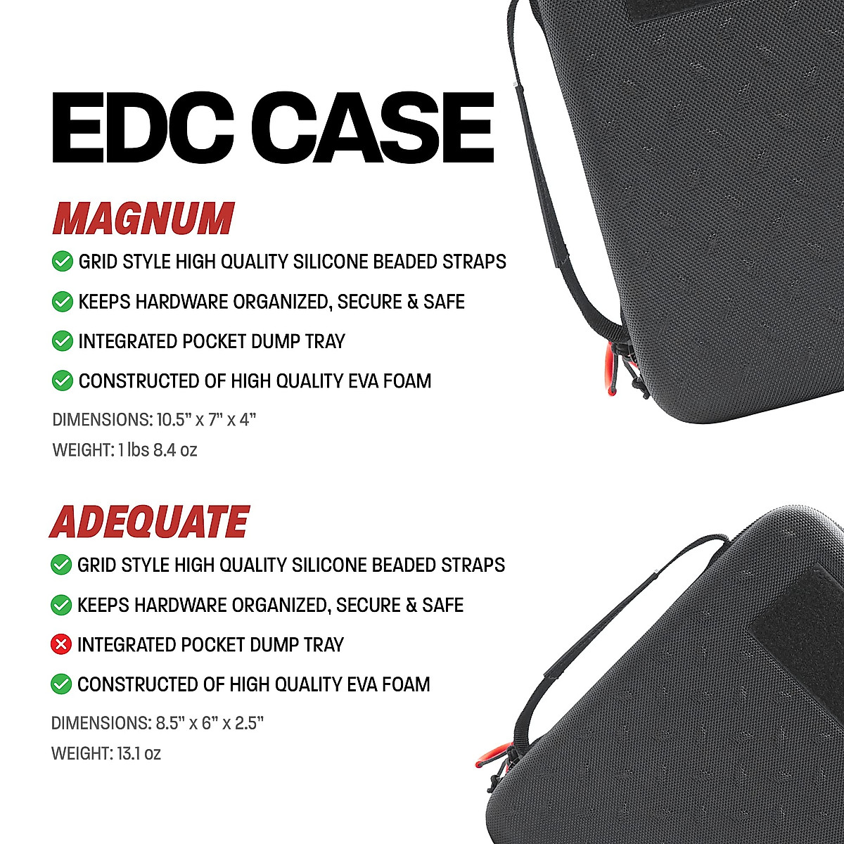 Clip & Carry Bundle of Magnum & Adequate Sized EDC Storage Cases w/Integrated Valet Dump Tray