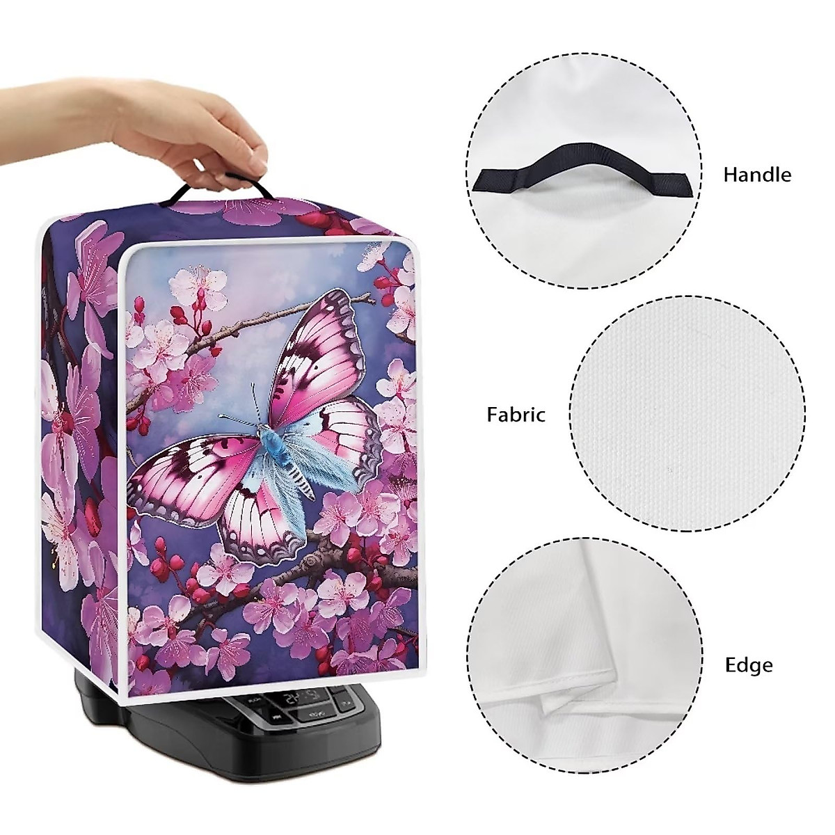 Flashideas Pink Butterfly Coffee Machine Dust Cover Dust Protection Coffee Maker Appliance Cover for Kitche with Top Handle Home Kitchen Decor Tabletop Decorations Gifts for Friends
