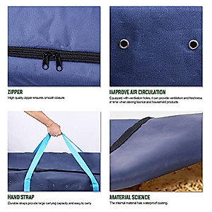Keadic 2Pcs Hay Bags Storage Bag Set Includes Extra Large 41" x 15" x 18" Blue Tote Hay Bale Carry Bag, Black 36” Slow hay Feeder hay net with Mesh Holes for Horse Cattle Goats Sheep Full Day Feeding
