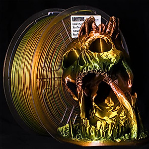 (2 Items) 1kg Silk Silver Shiny Red & 1kg Vintage Metal Rainbow PLA Filament, 3D Printer Filament, PLA Filament 1.75mm +/- 0.02mm