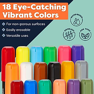CHALK MARKERS By FANTASTIC ChalkTastic MEGA 18 Pack, BEST for Kids Art, Menu Board Bistro Boards - Glass & Window Paint Marker Pens - Reversible 6mm Fine or Chisel Tip