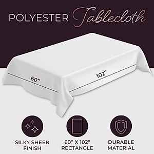 Grandipity Rectangle Tablecloth (White Tablecloths 60" x 102") - Polyester Tablecloth - Stain & Wrinkle Resistant Washable Polyester Tablecloths Decorative Cloth Table Cover (1 Pack)
