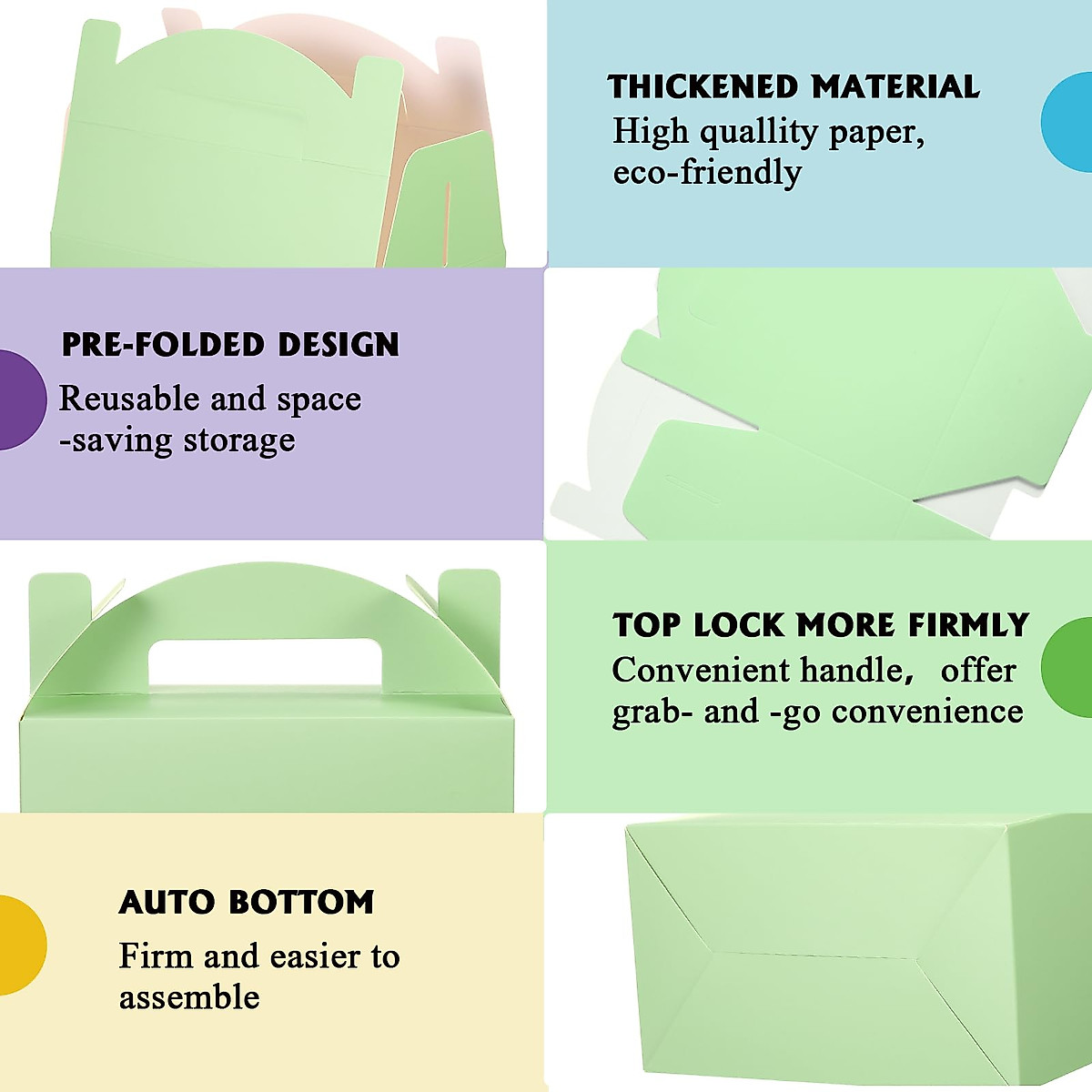 Skyygemm 24 Pcs Christmas Gable Gift Box Colorful Paper Candy Boxes Snack Goodie Cake Treat Boxes for Birthday Party Favors, 6 x 3.5 x 3.5 Inch(Pastel)