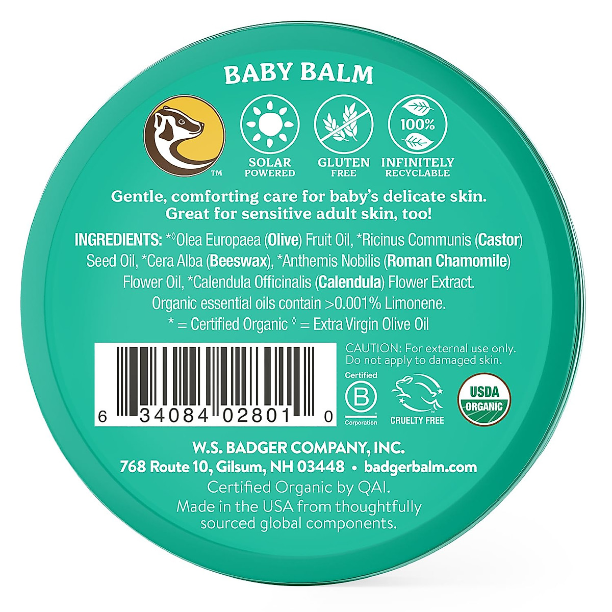 Badger Baby Balm w Chamomile Calendula, All Organic Baby Moisturizer for Cradle Cap Diaper Rash, Soothing Nourishing Gentle Baby Skin Care, Concentrated Baby Lotion for Newborn to Toddler, 2 oz