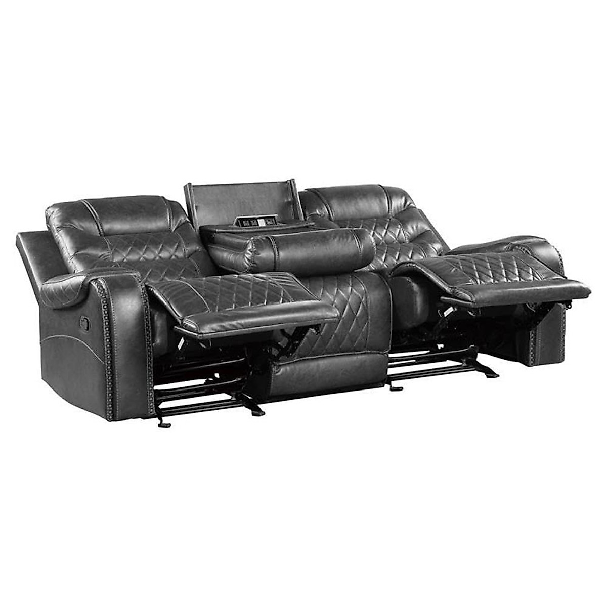 Lexicon Derringer Wall Hugger Manual Double Reclining Sofa, Gray