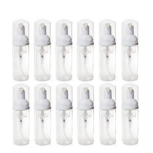 12 Pcs Empty Bottle Travel Soap Bottle | Plastic Foam Dispenser Bottle | Mini Foaming Soap Pump Dispenser for Cleaning, Travel, Cosmetics Packaging (2 oz)