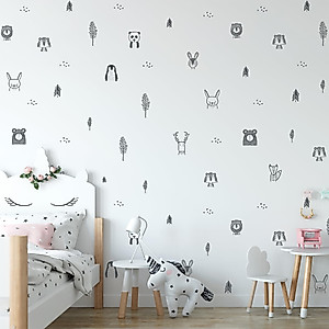 Baby RyRo London Stylish Animal Wall Decals - Charming Jungle Nursery Decor, Nordic Style Safari Wall Decals for Baby Room Decor, Black & White Jungle Wall Decals, Peel and Stick.