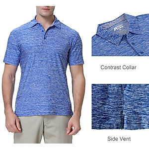 Alex Vando Mens Golf Shirt Moisture Wicking Quick-Dry Short Sleeve Casual Polo Shirts for Men,Blue,M