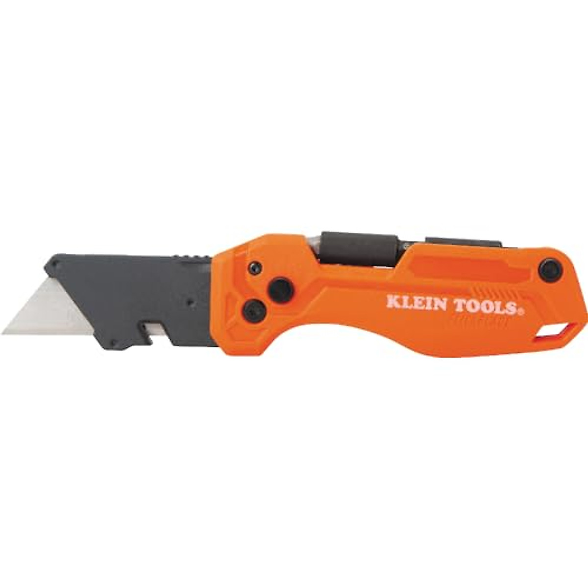 Klein Tools 44304 Folding FLICKBLADE Utility Knife, Compact, Removable Impact Driver, 1/4-Inch Nut Driver and 2 Phillips Bit