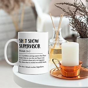 Hijie Supervisor Funny Coffee Mug, Supervisor Gifts for Women Men, Thank You Gifts for Manager Coworker Mentor Leader Boss, Supervisor Mug, 11 Oz Ceramic Cup