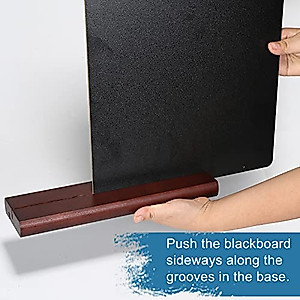 11.7x16.5 Inch Tabletop Chalkboard with Wood Base, Menu Chalkboard Stand, Message Board, Bar and Special Event Decorations, Hanging Double-Sided Chalkboard Sign for DIY Home Decoration-Walnut