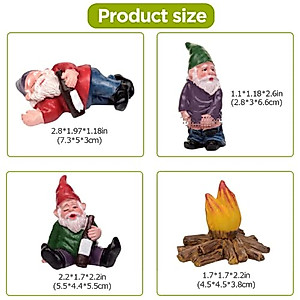 Miniature Garden Figurines Set Cute Drunk Dwarf Garden Gnomes Kit Fairy Resin Statues Decorations with 2 Squirrels