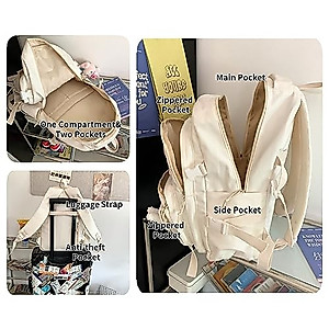 FORJMMP Aesthetic Backpack with Kawaii Accessories and Cute Pins, Casual Daypack with Luggage Strap for Women (Red)