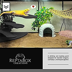 Reptabox Creations Wiggly Bearded Dragon Climbing & Basking Perch| Ideal Crested Gecko, Leopard Gecko Tank Accessory | Bearded Dragon Platform with Adjustable Wooden Planks for Reptile Keepers