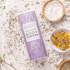 Body Powder, Talc Free Powder for Women, Talcum Powder, Blissful Earth Scent, Essential Oils Lavender, Vetiver and Clary Sage, Cornstarch Free, Bath Powder, Ora’s Amazing Herbal