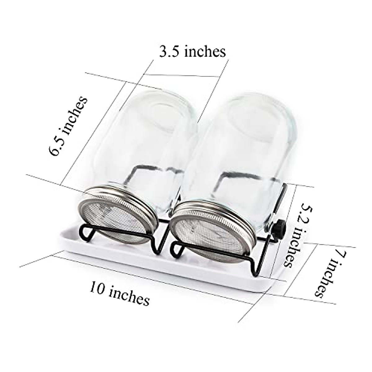 C CRYSTAL LEMON Sprouting Jar Kit – Sprouts Growing Kit with 32oz Glass Sprouting Jars with Screen Lids, Jar Stands, Drip Tray – Indoor Grow Kit for Alfalfa, Beans, Broccoli, Microgreens
