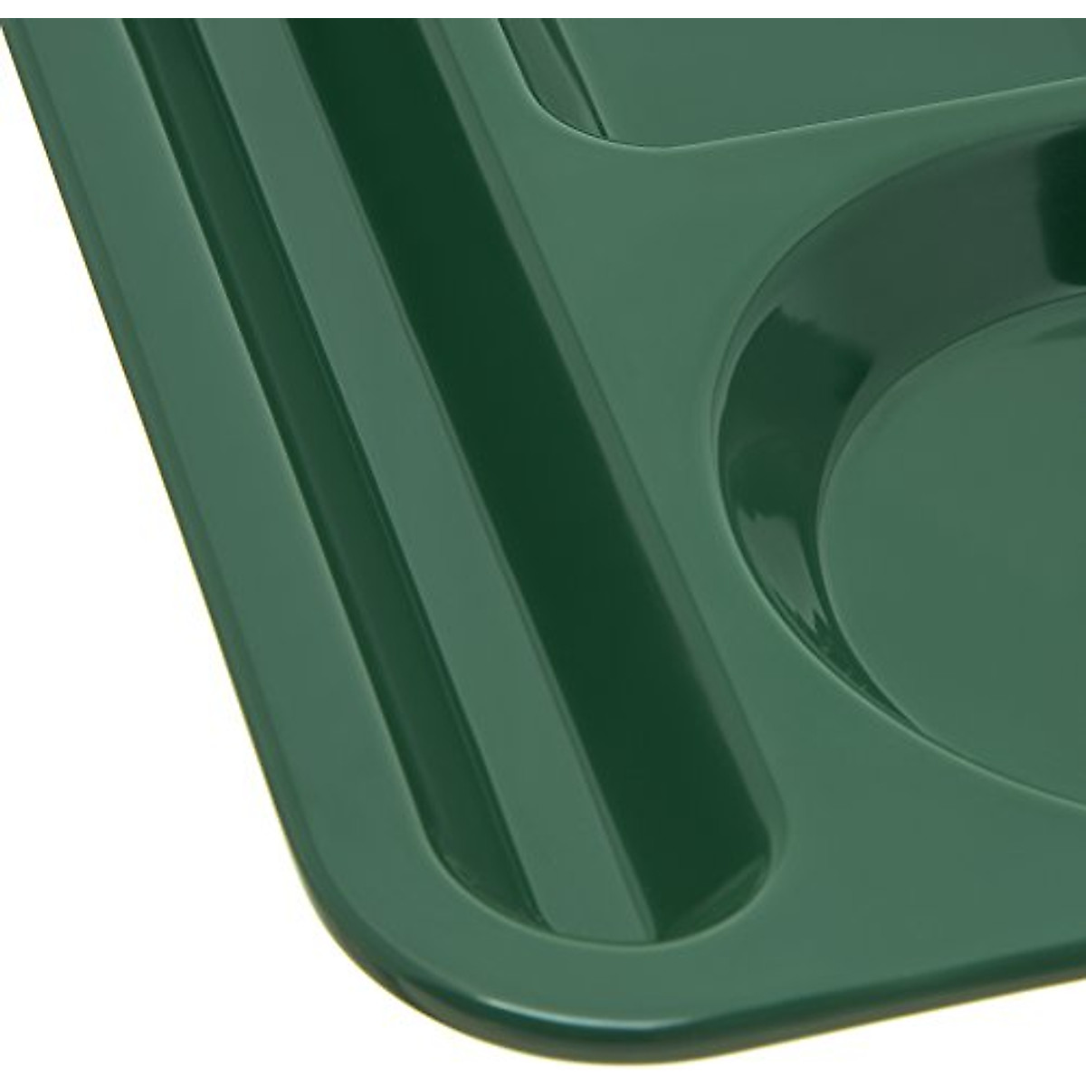 Carlisle FoodService Products Left-Hand Heavyweight 6-Compartment Melamine Tray 10" x 14" - Forest Green