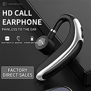 Qiopertar Wireless Bluetooth Headset 5.0 in Ear Wireless Car Driving Headset Single Handfr Ipx5 Waterproof Headset with Microphone Noise Canceling Deep Bass Stereo Sound for Travel Work