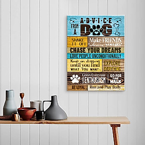 LISTNGBO Advice from a Dog Wall Art Canvas,Funny Dog Saying Canvas Painting Wall Decor for Dog Lover Home Farmhouse Living Room Office Bedroom